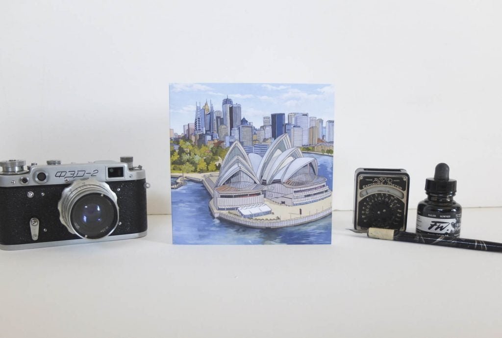 Sydney Opera House Greeting Card - Illustration by Jonathan Chapman