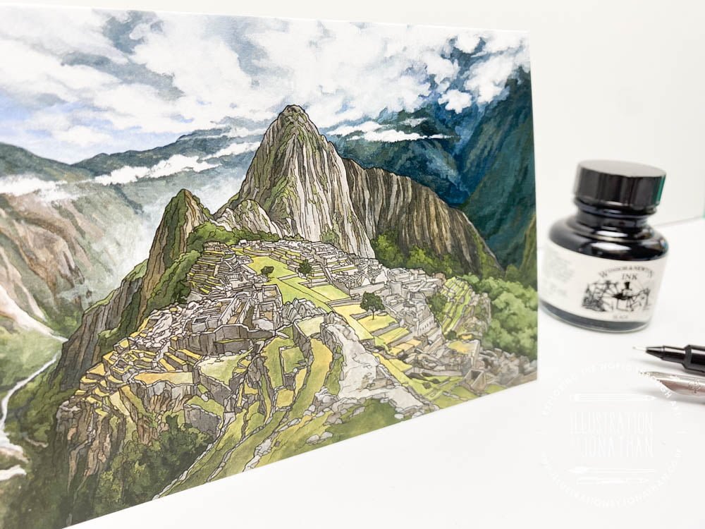Machu Picchu Peru Postcard - Illustration by Jonathan Illustration by ...
